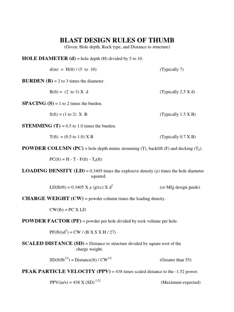 Blast Design Rules of Thumb | PDF
