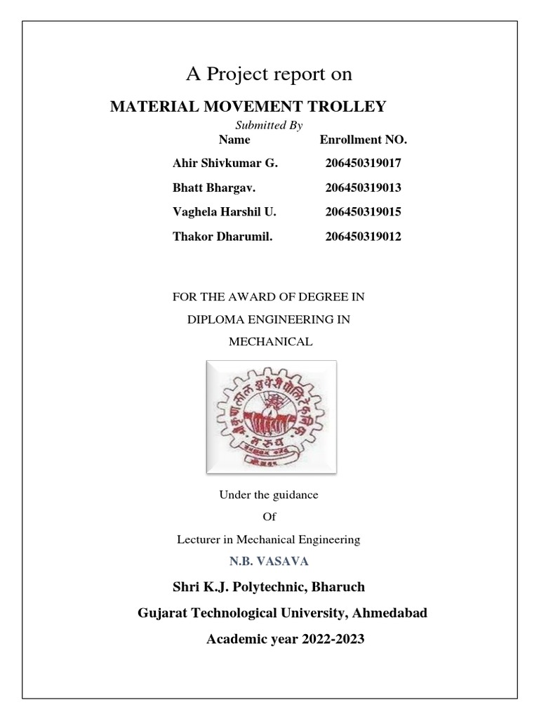 A Project Report On: Material Movement Trolley | PDF