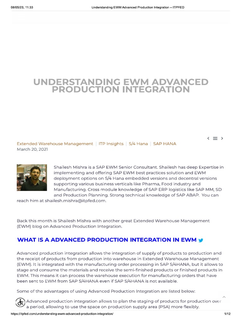 EWM Advanced Production Integration | PDF