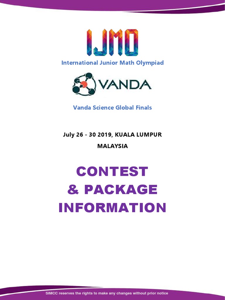 IJMO and VANDA 2019 Contest Info and Package PDF | PDF