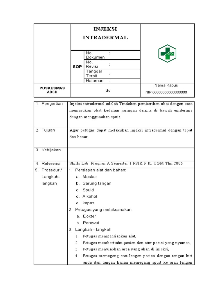 INJEKSI INTRADERMAL | PDF