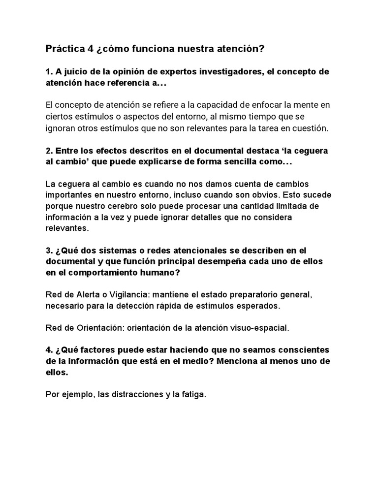 Qué es la atención y sus funciones | PDF | Relaciones personales ...