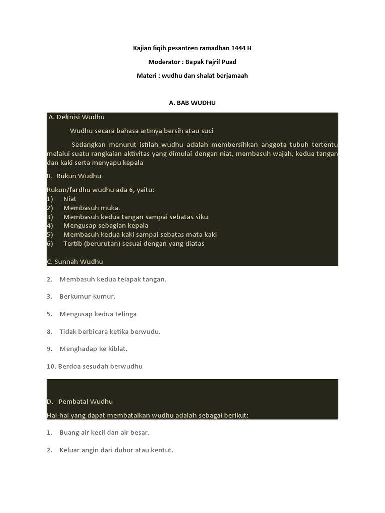 Kajian Fiqih Pesantren Ramadhan 1444 H | PDF | Pengembangan Diri