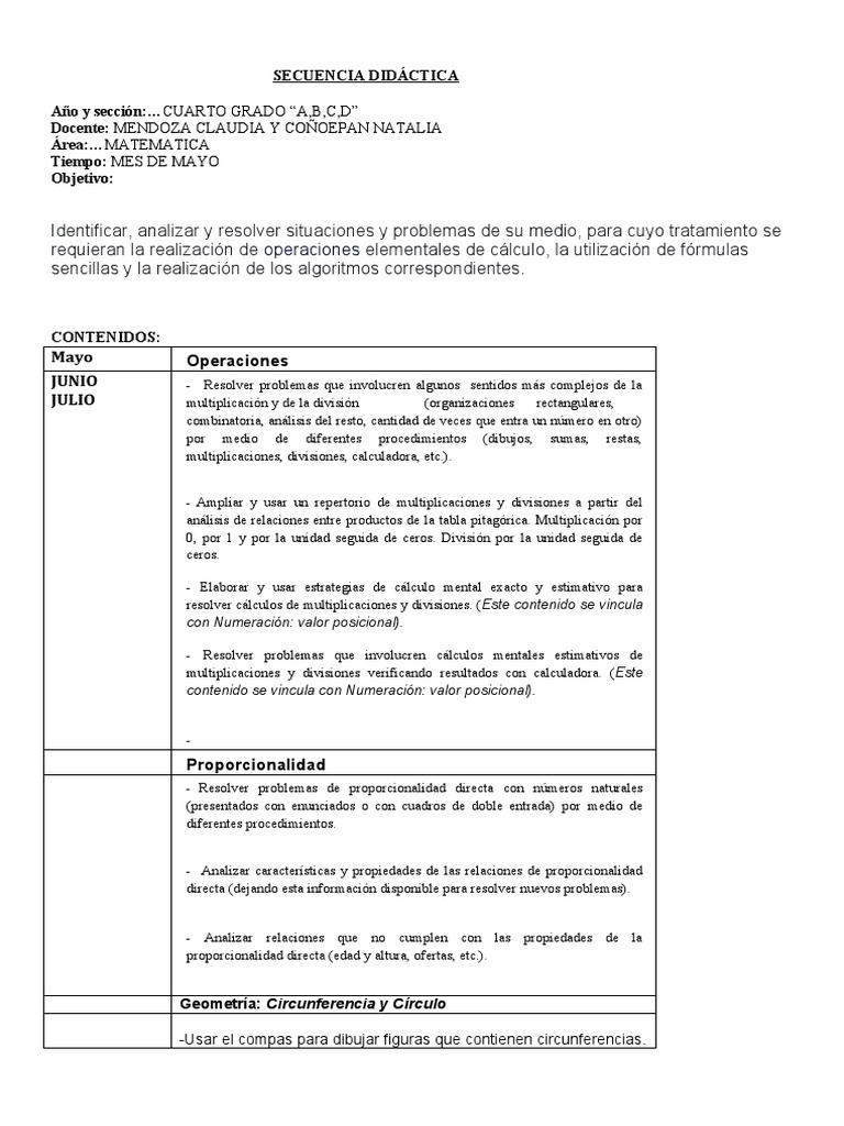 Secuencia Didactica de Matematicas | PDF | División (Matemáticas) | Números