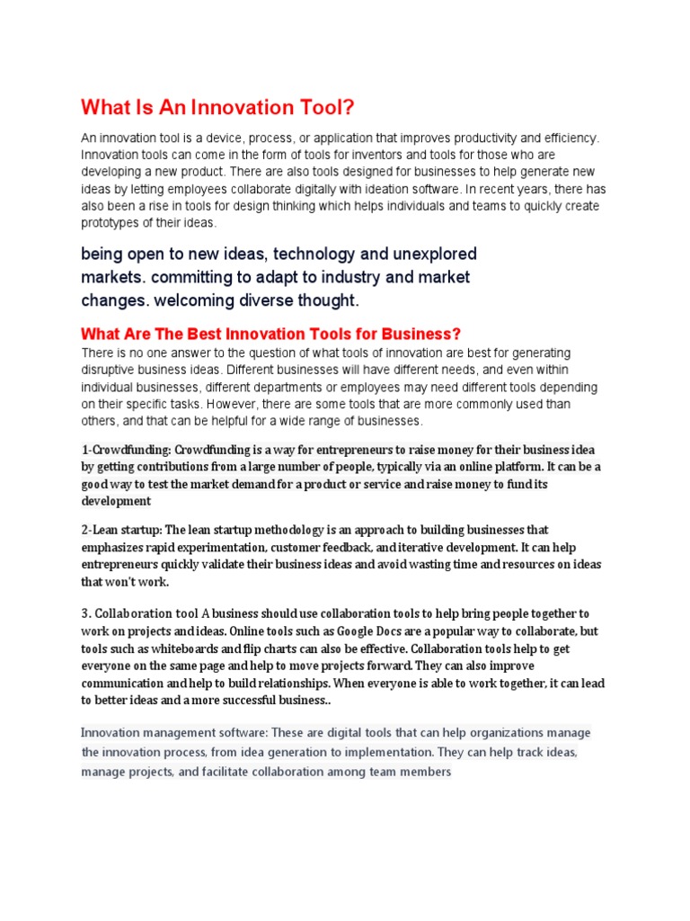 What Is An Innovation Tool | Descargar gratis PDF | Innovation ...