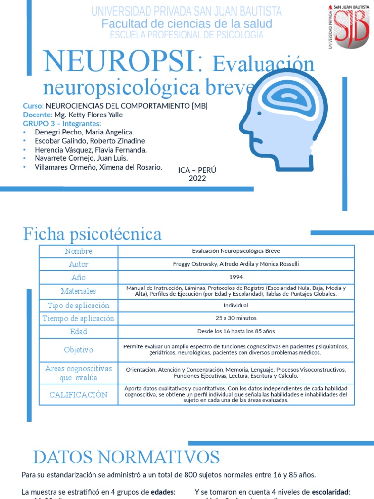 Evaluación Neuropsicológica Breve | PDF | Neurología | Memoria
