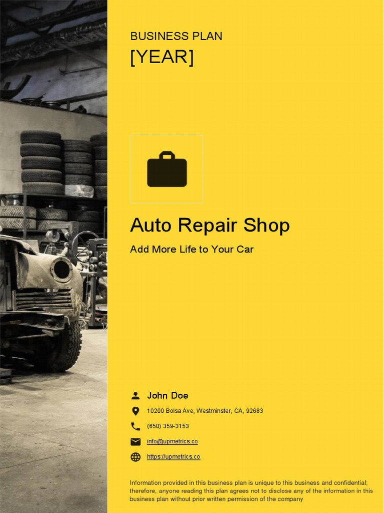 Auto Repair Shop Business Plan Example | PDF | Expense | Startup Company
