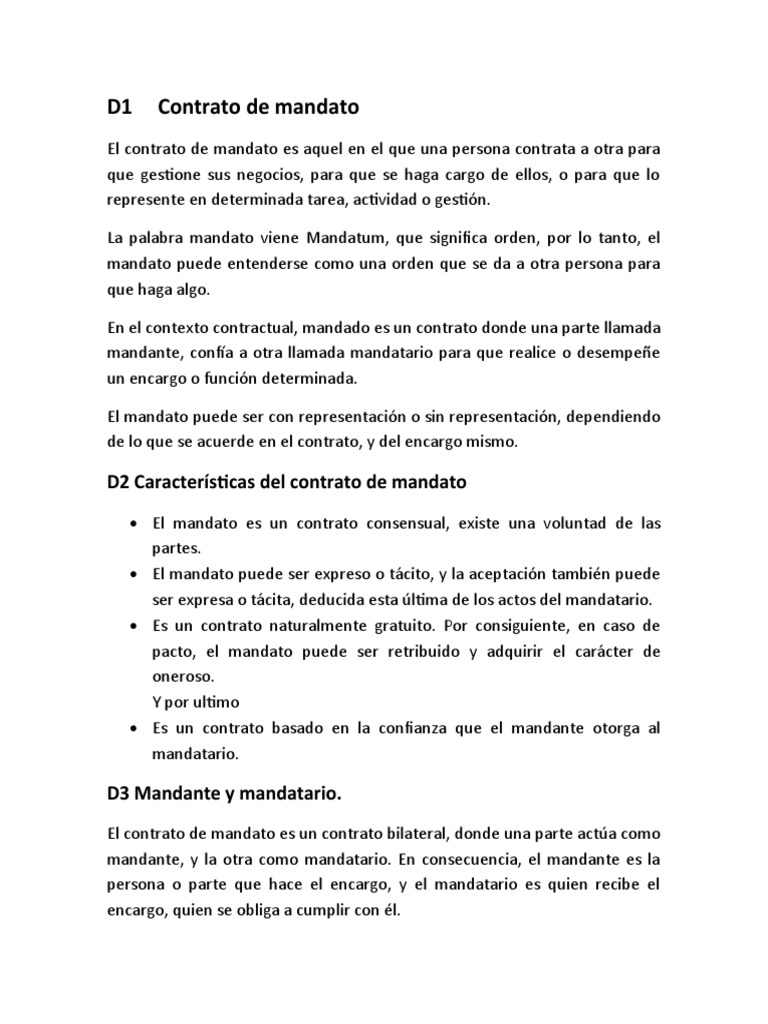 Contrato de Mandato | PDF | Poder legal | Justicia