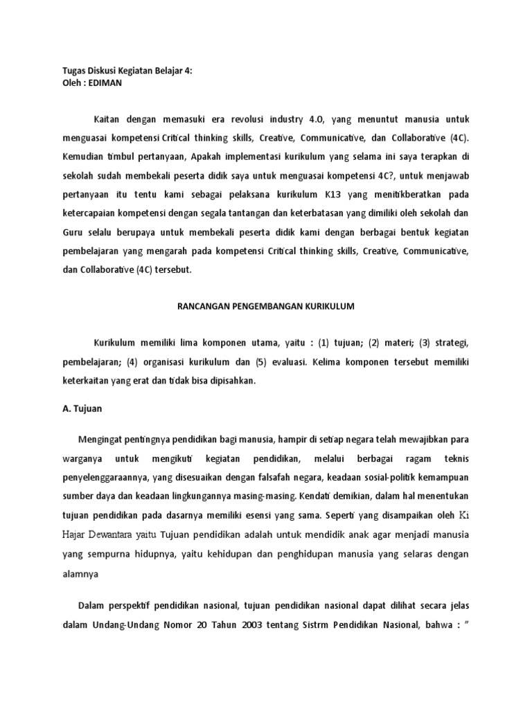 Tugas Diskusi Kegiatan Belajar 4 | PDF