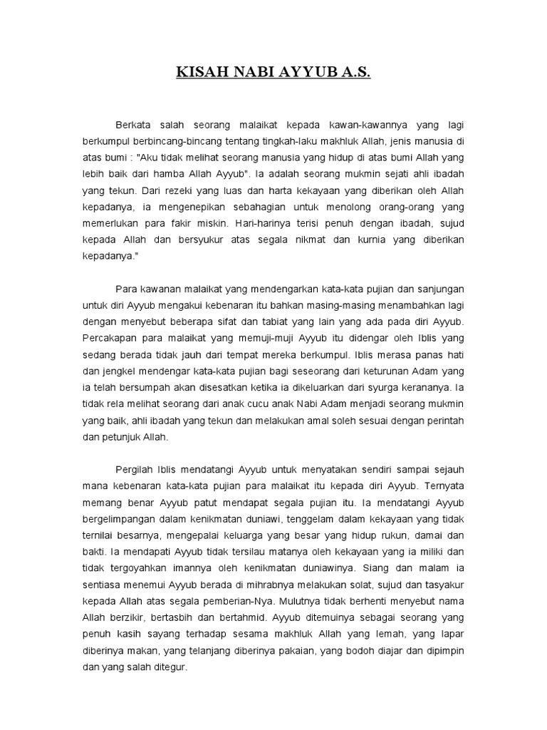 Kisah Keteguhan Nabi Ayyub | PDF | Religion & Spirituality