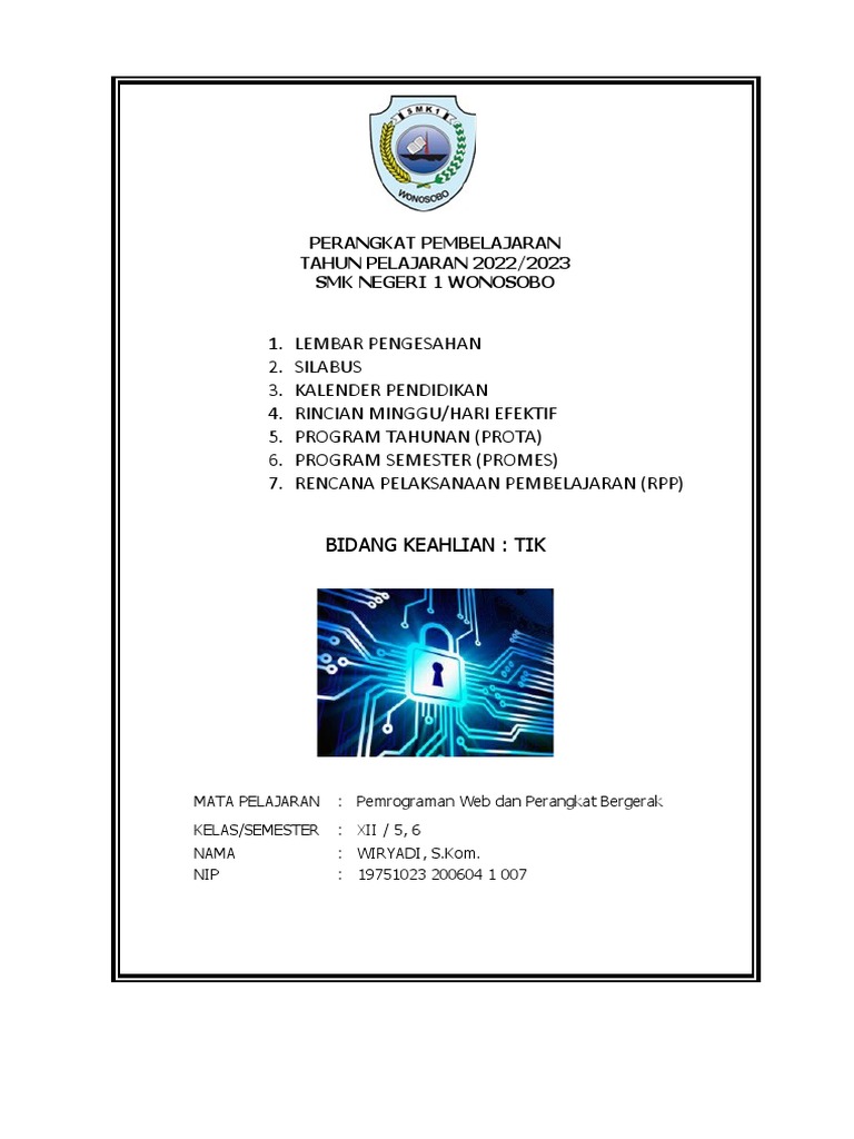 RPP PWPB Xii RPL Wiryadi 2022 | PDF