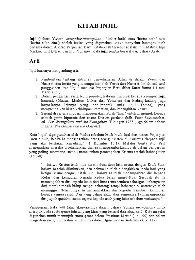 Sejarah dan Arti Kitab Injil | PDF | Sejarah | Agama & Spiritualitas