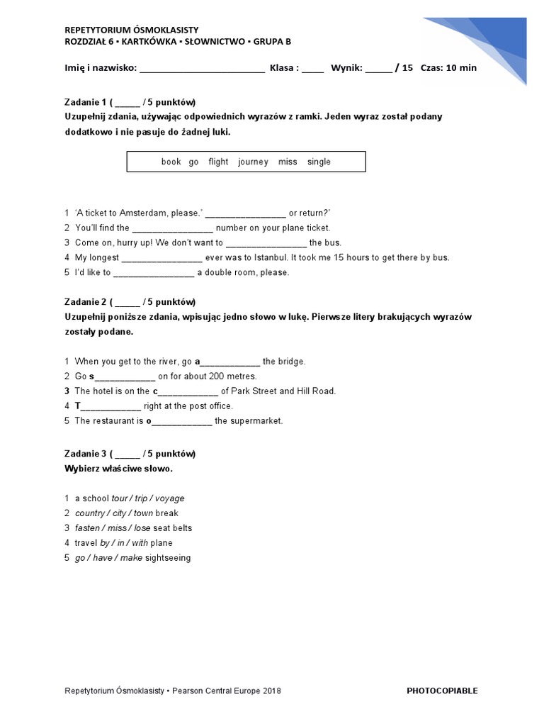 REP8 - Unit 6 - B - Short Test - Vocab | PDF