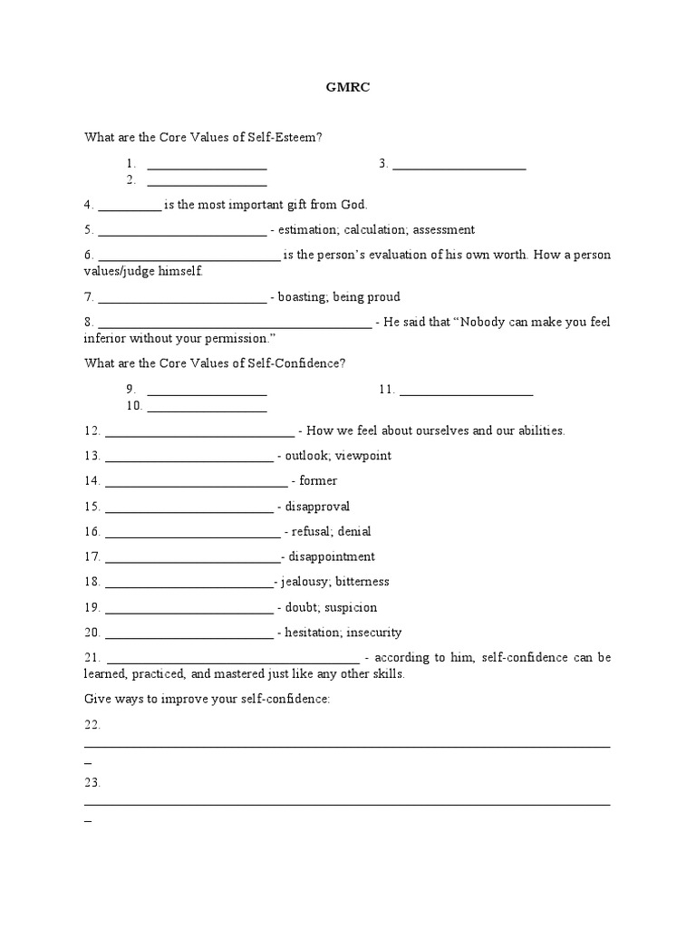 GMRC First Grading Reviewer | PDF | Self Esteem | Courage
