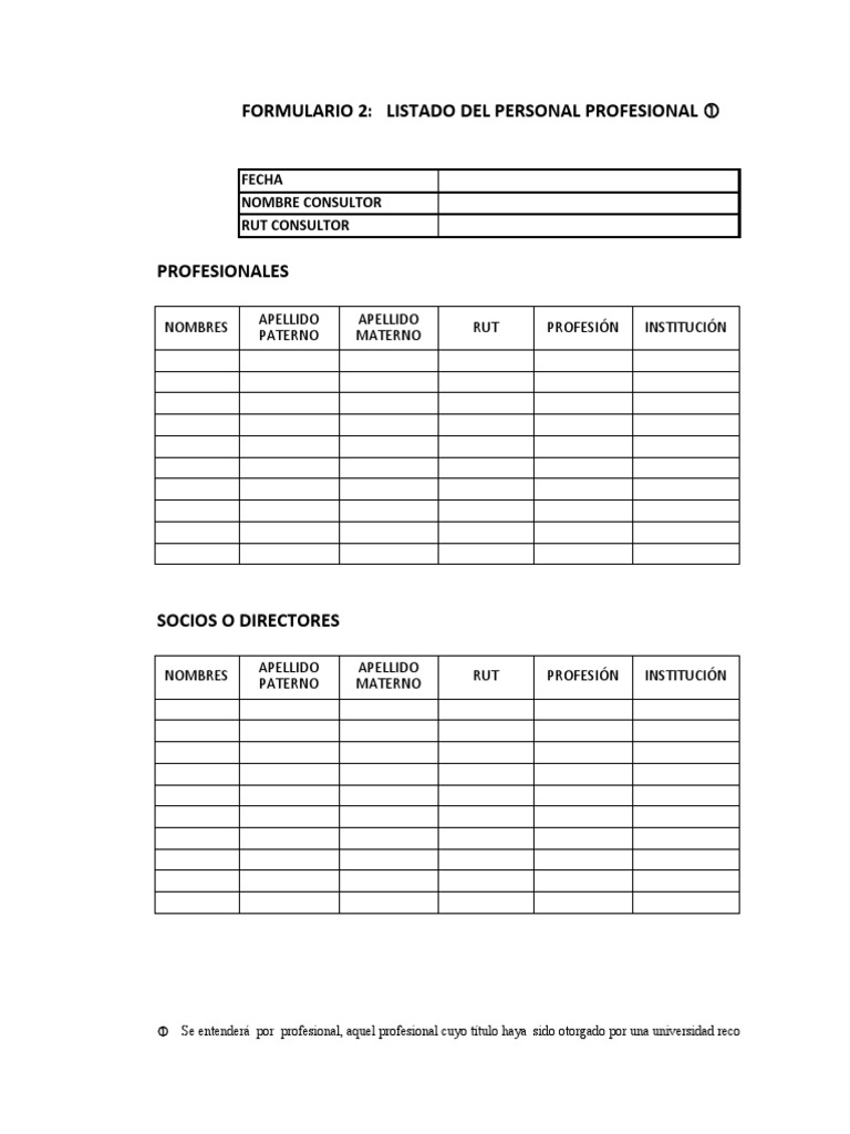 Formulario F2 Consultor | PDF