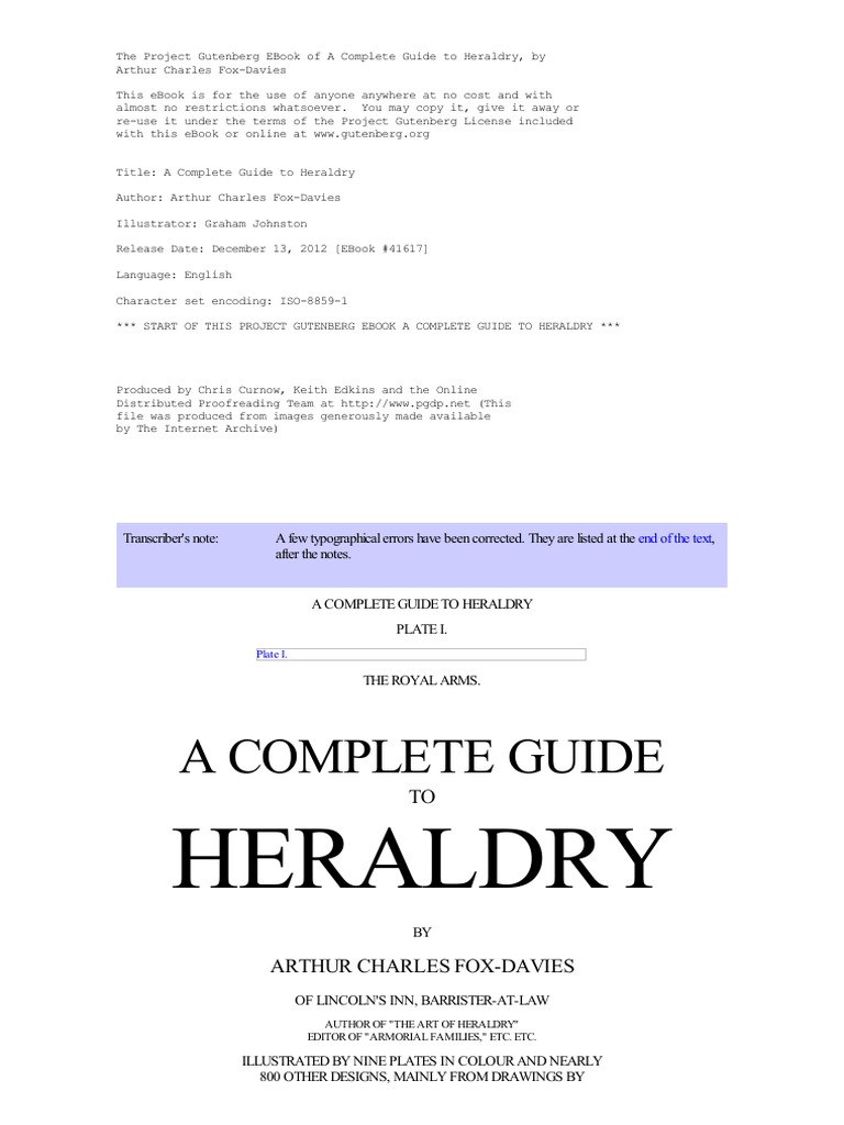 A Complete Guide To Heraldry PDF | PDF | Heraldry | Project Gutenberg