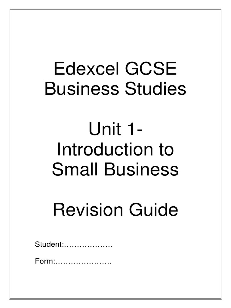 Student Revision Guide Unit 1 Introduction To Small Business - PDF ... Student Revision Guide Unit 1 Introduction To Small Business - PDF ...