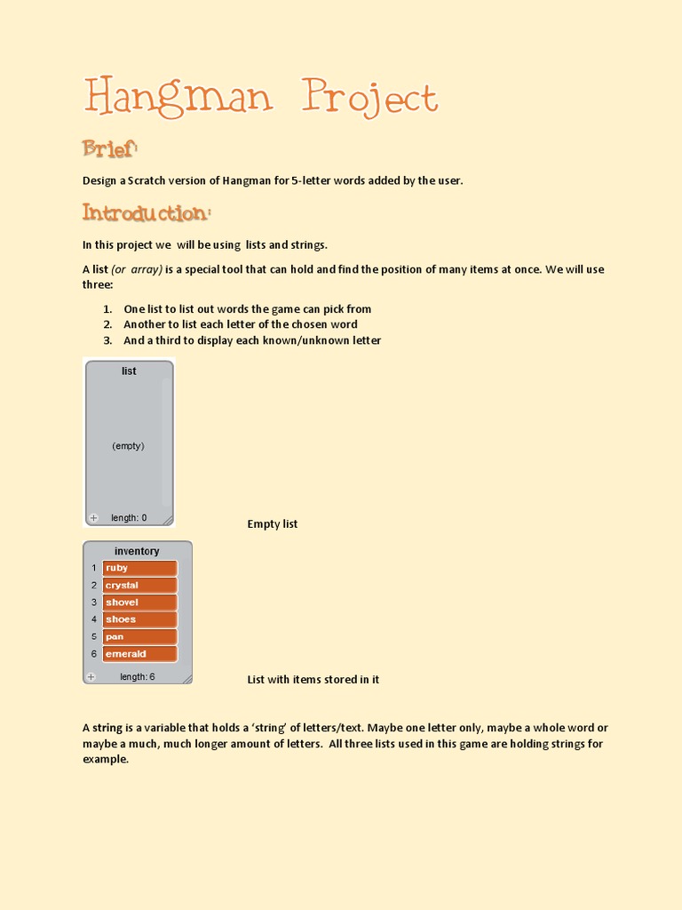 Hangman Project in Scratch | PDF
