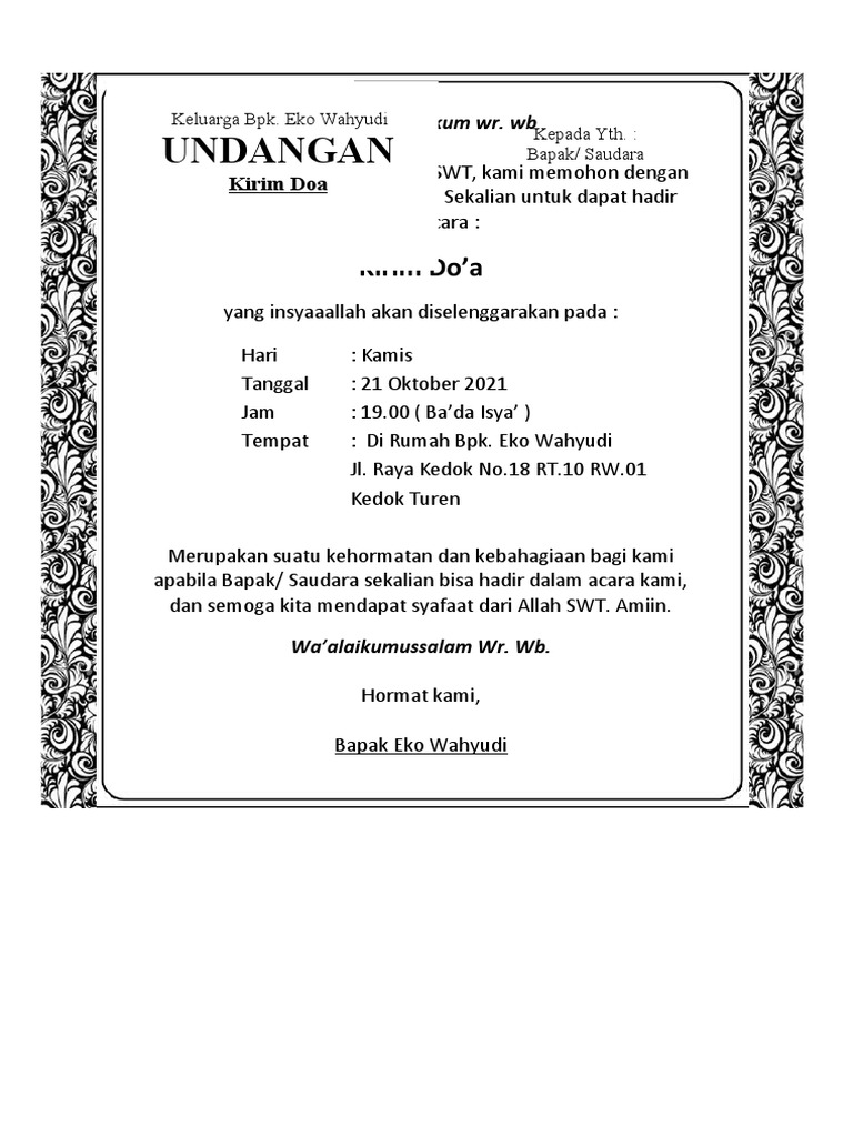 Undangan Kirim Doa | PDF | Agama & Spiritualitas