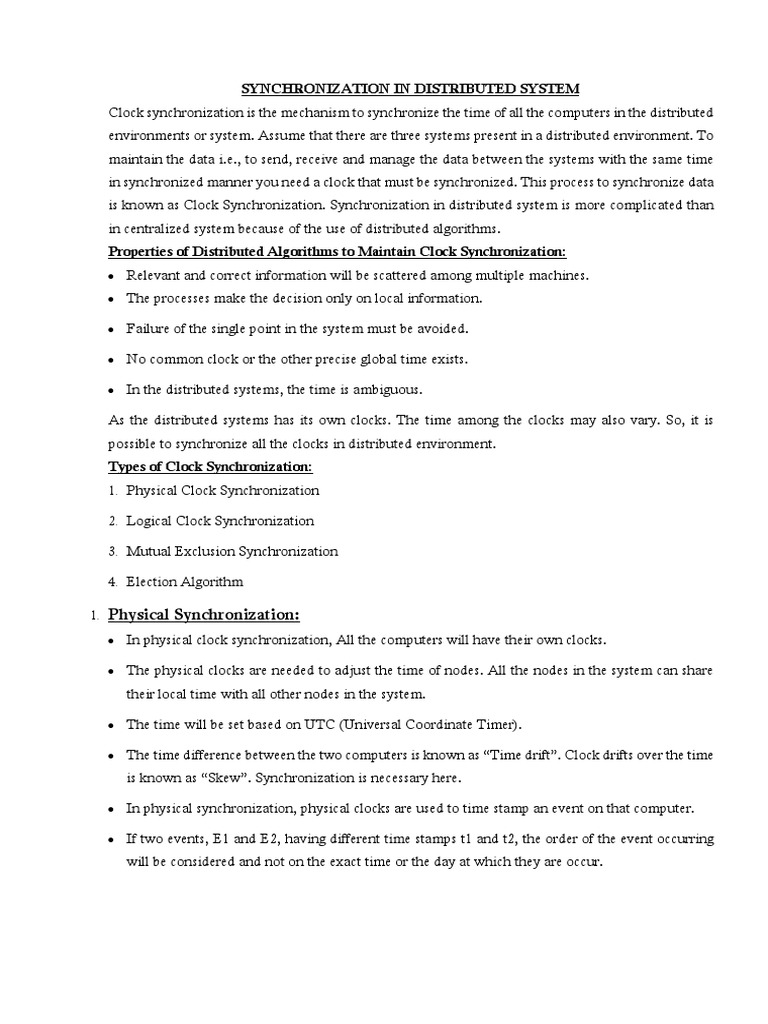 Synchronization Pdf Distributed Computing Process Computing