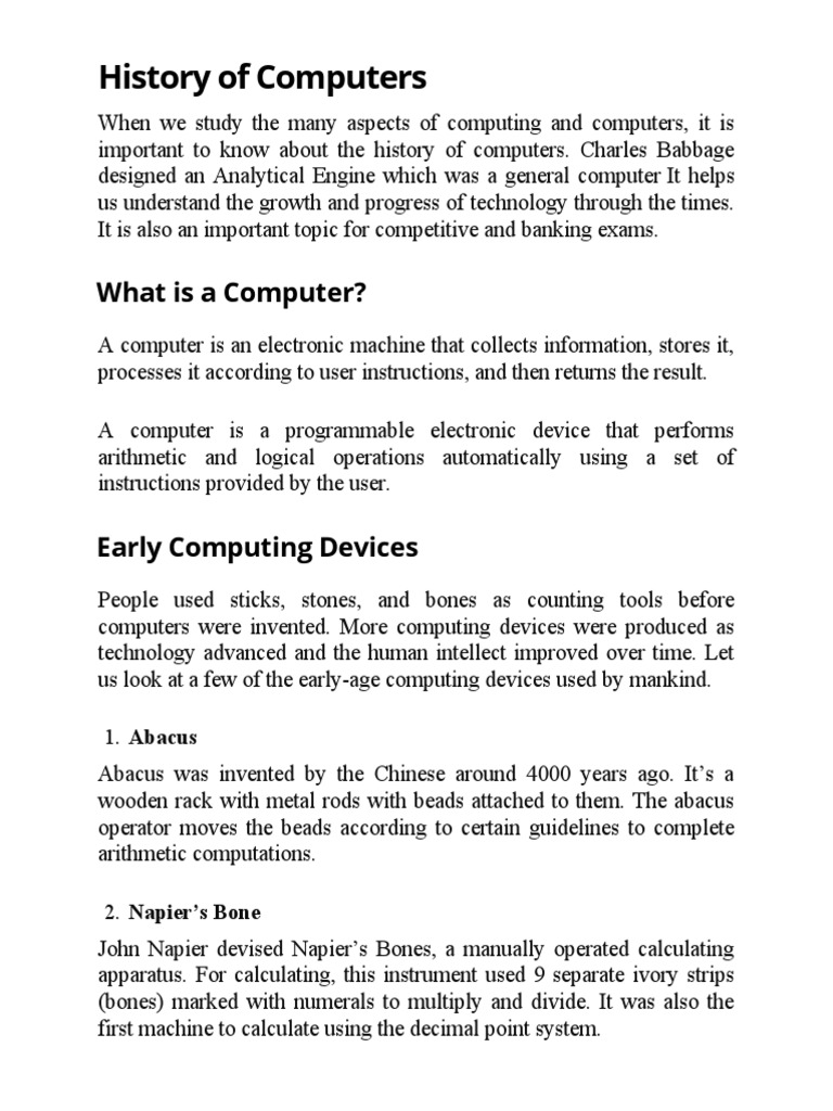 History of Computers | PDF