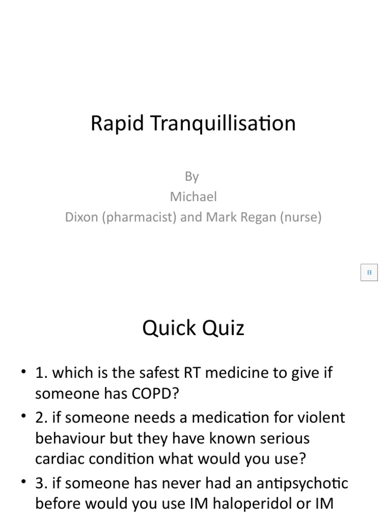 Guidelines for Rapid Tranquillisation | PDF | Antipsychotic | Olanzapine