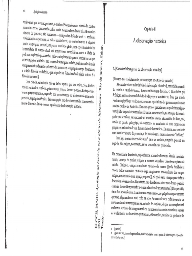 Texto 06. A Observao Histrica. BLOCH MARC. | PDF
