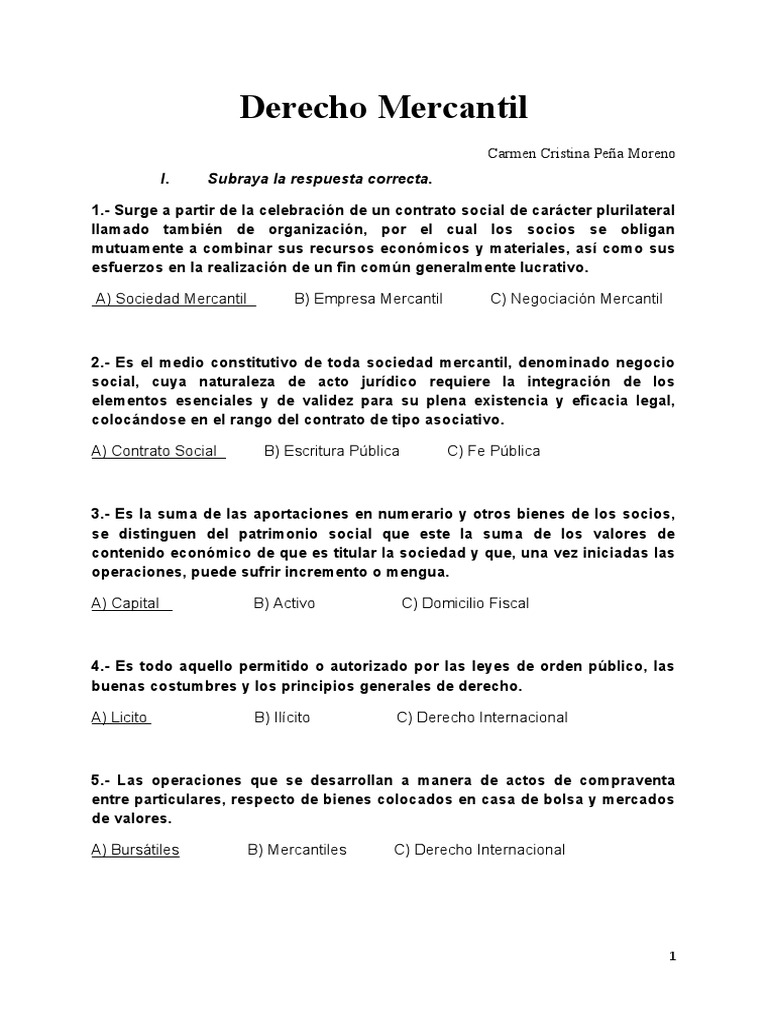 Examen Derecho Mercantil | PDF | Sociedad de responsabilidad limitada ...