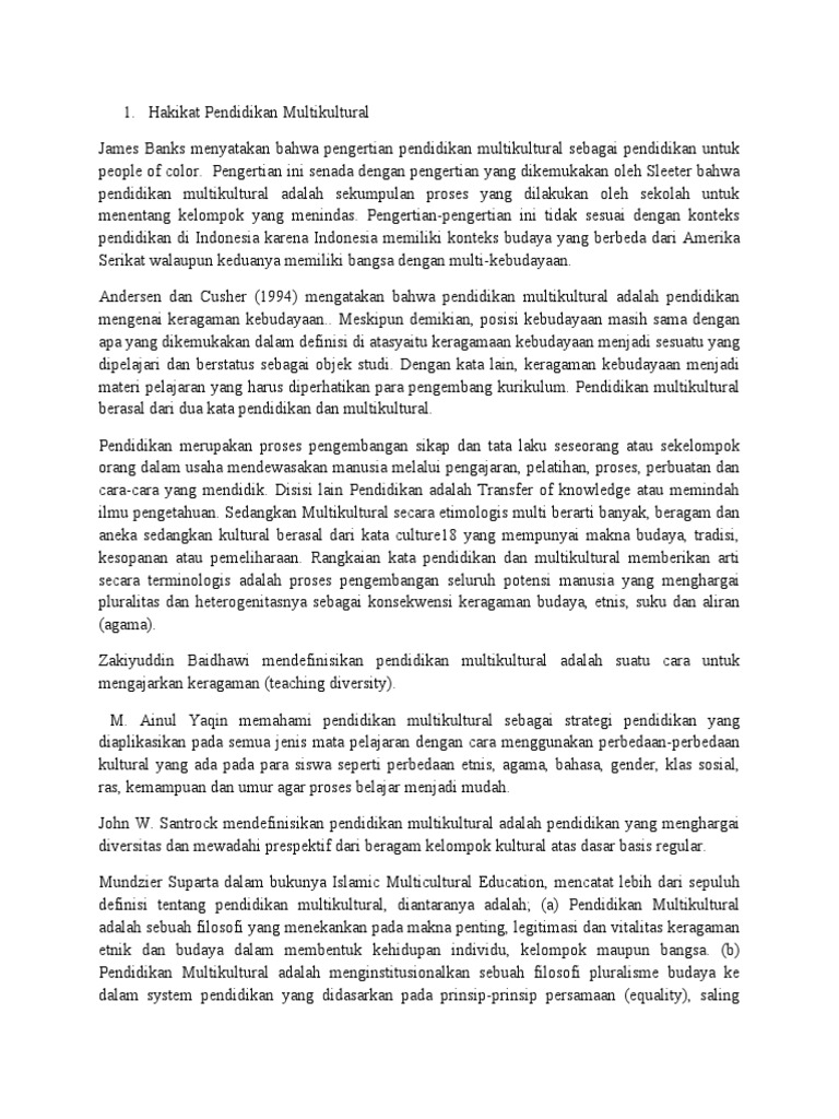 Hakikat Pendidikan Multikultural | PDF