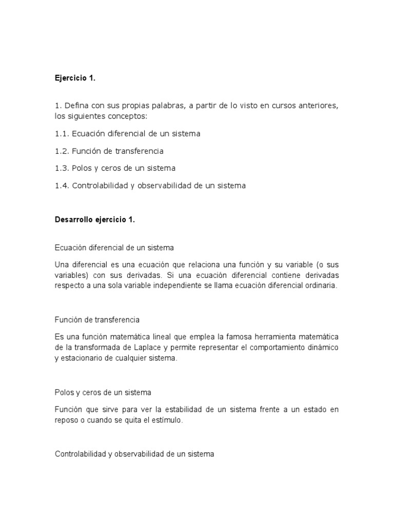 Aporte Al Foro | PDF | Sistema de control | Ecuaciones diferenciales