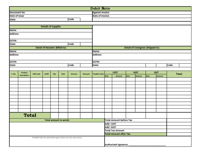 GST Debit Note Format in Excel | PDF | Public Finance | Taxes