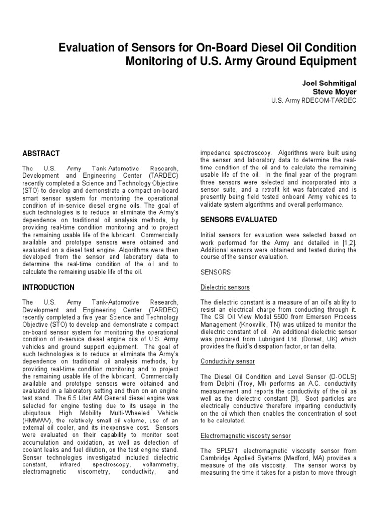 Sensors For Onboard Diesel Oil CBM | PDF | Viscosity | Motor Oil