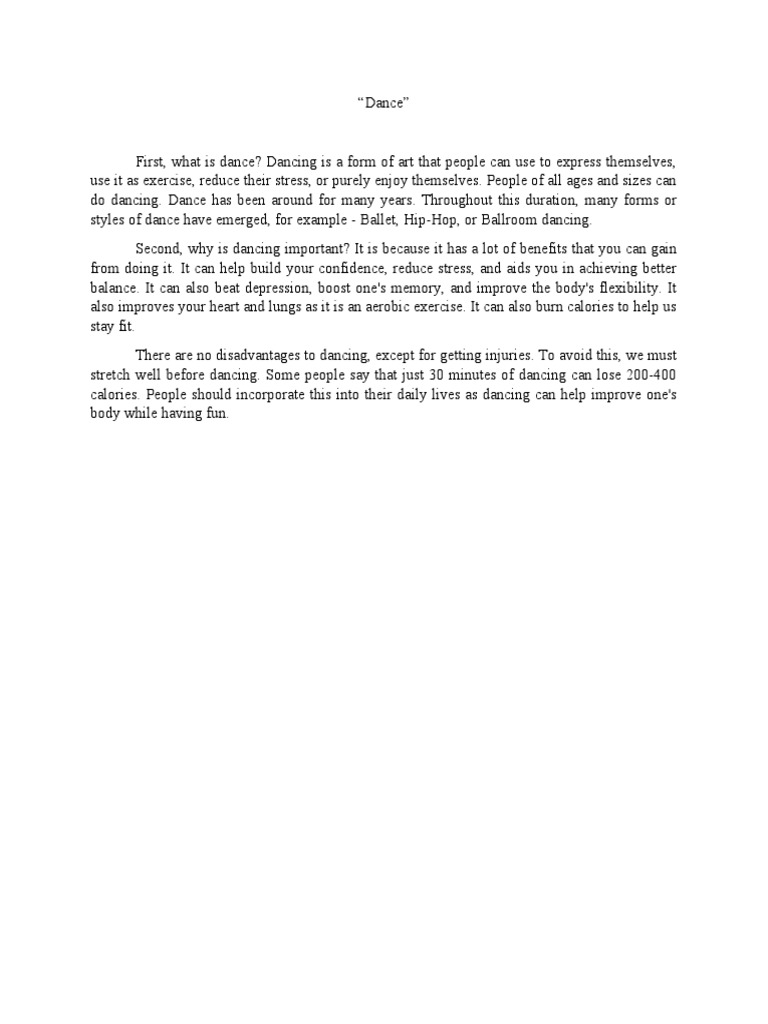 Importance of Dance Essay | PDF
