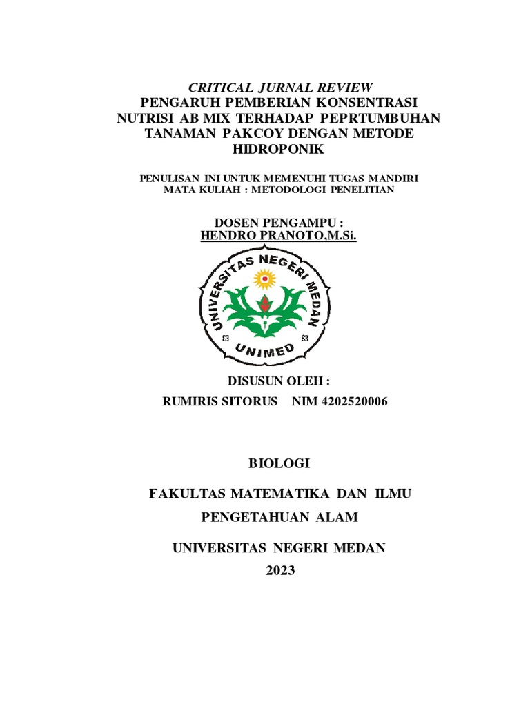 CJR Metopel Rumiris Sitorus - 4202520006 - PB 20 C PDF | PDF