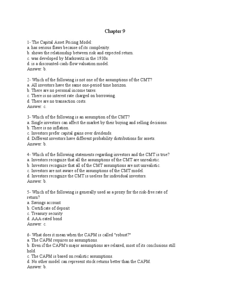 Chapter 9 | PDF | Capital Asset Pricing Model | Business