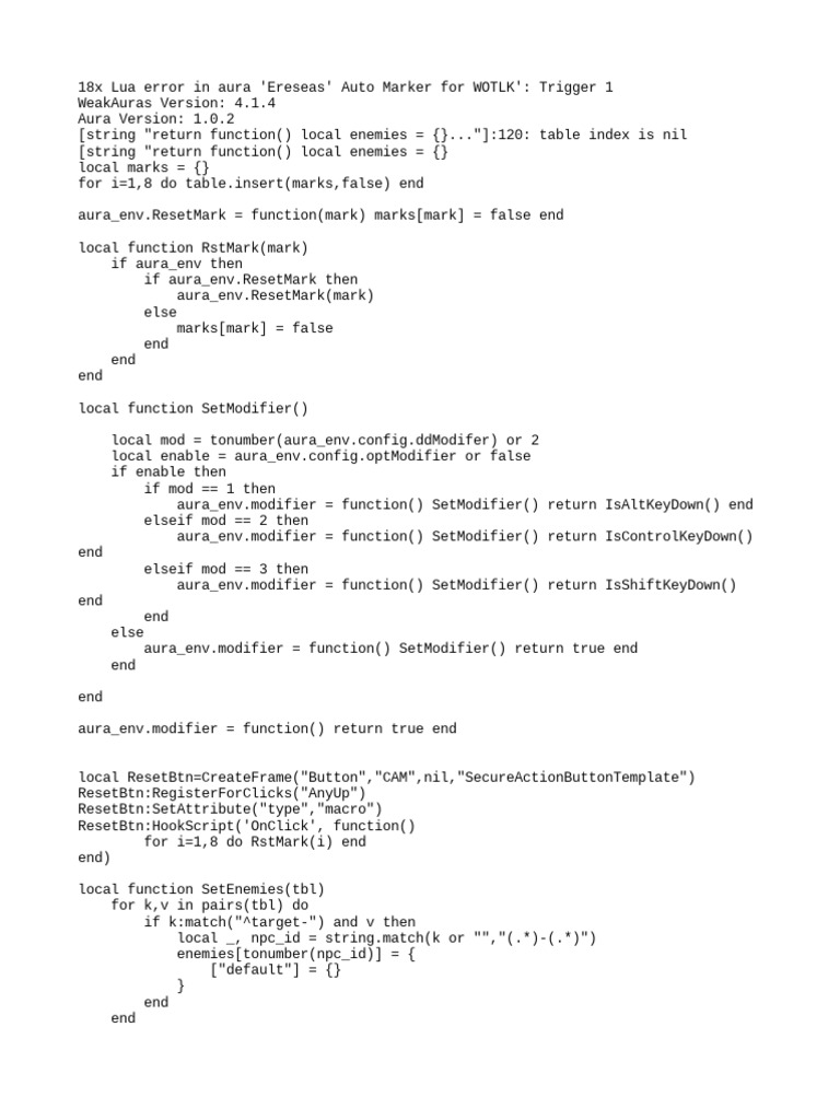 Automarker LUA BugSack | PDF
