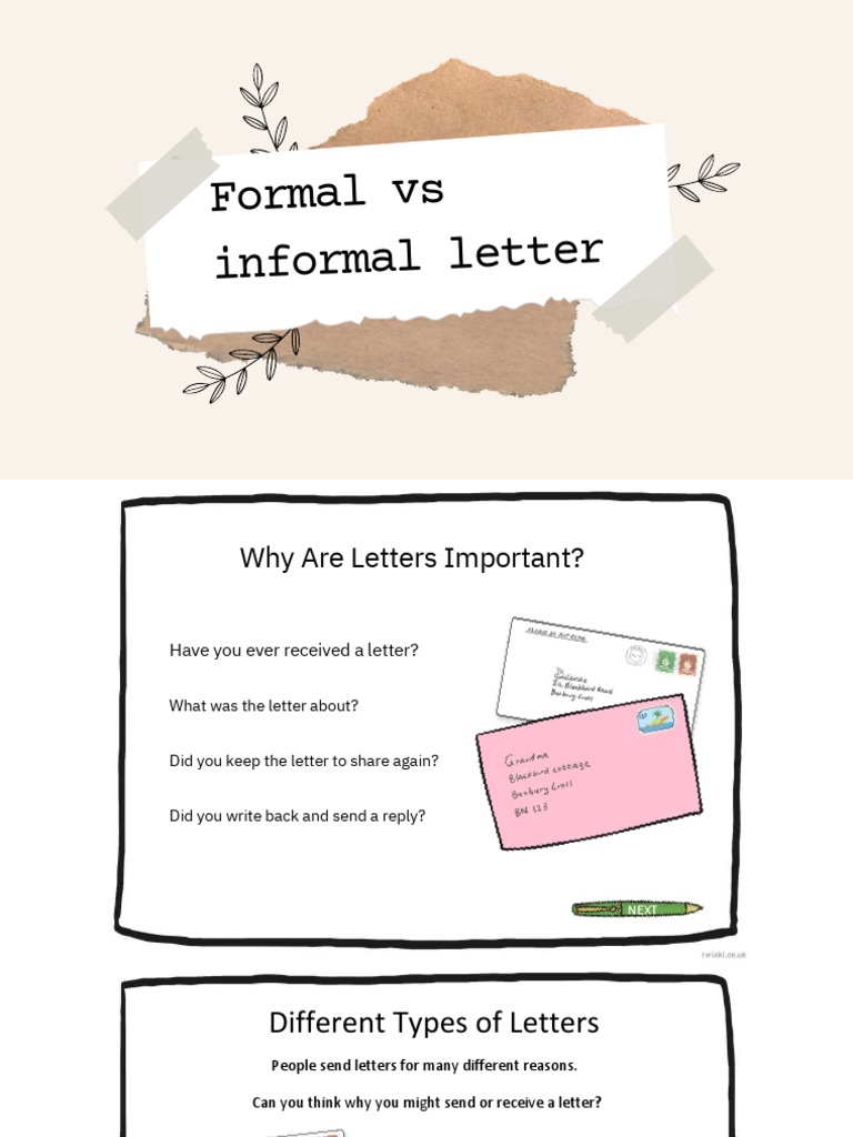 Formal V Informal Letter PDF | PDF | Goldilocks And The Three Bears ...