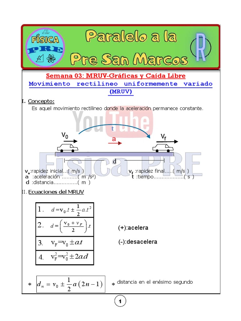 03-MRUV-Caída Libre y Gráficas-1 | PDF | Velocidad | Mecanica clasica