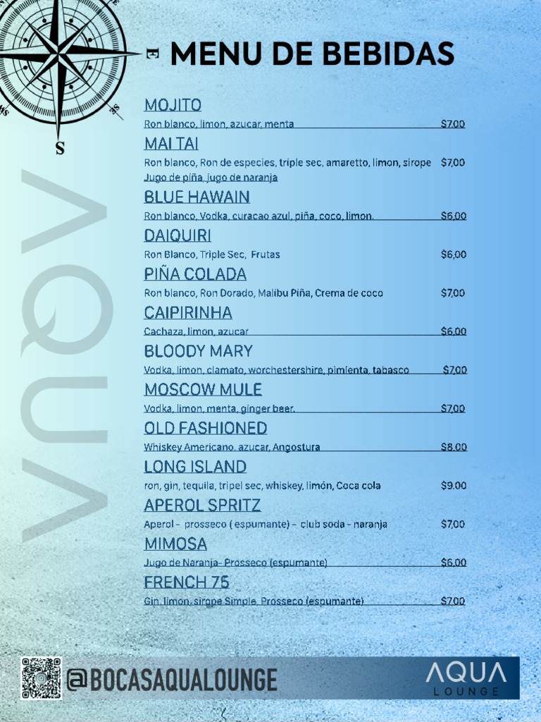 Menu Aqua Lounge | PDF