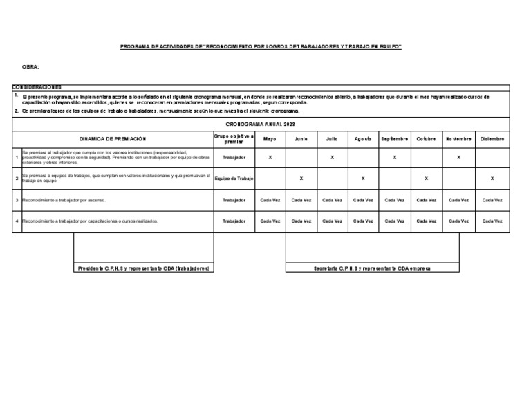 Programa de Reconocimientos Laborales | PDF