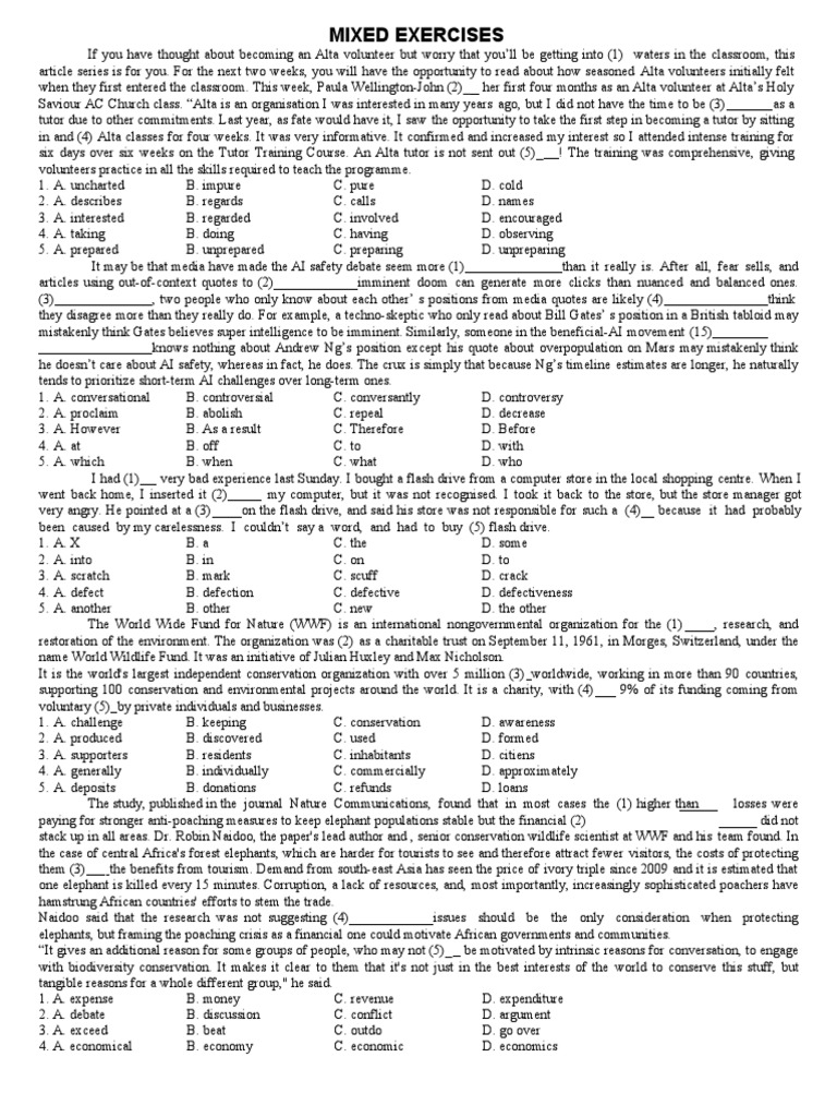 Mixed-Exercises HS | PDF | World Wide Fund For Nature | Conservation Movement