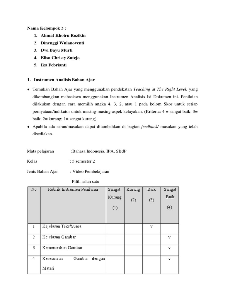 Eksplorasi Konsep - Instrumen Analisis Modul Ajar TaRL - Kelompok 3 PDF | PDF
