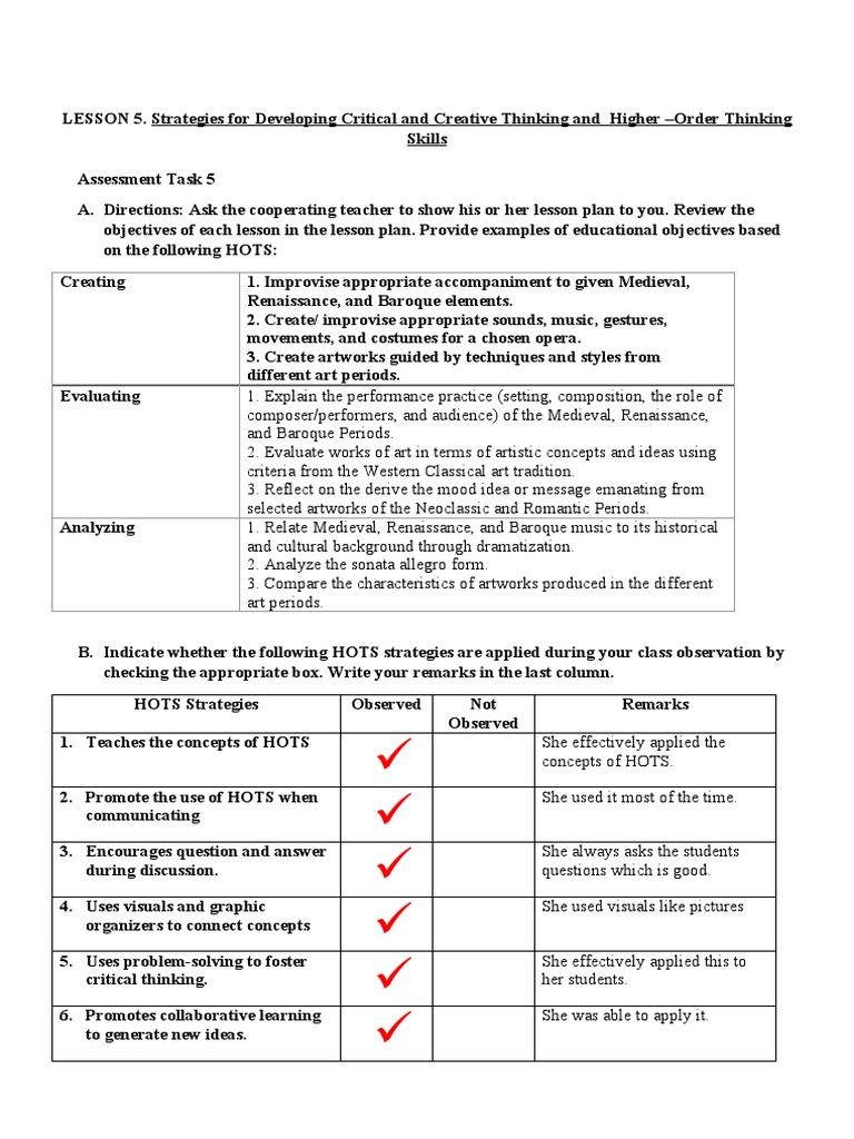 Develop critical thinking and higher-order skills | PDF | Critical Thinking | Thought