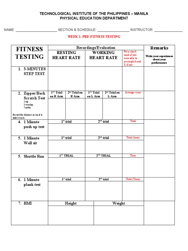 PE 102 Prelim PHYSICAL FITNES TEST | PDF