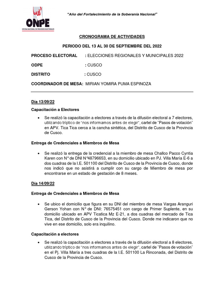 Cronograma de Activ. M | PDF | Responsabilidad | Gobierno