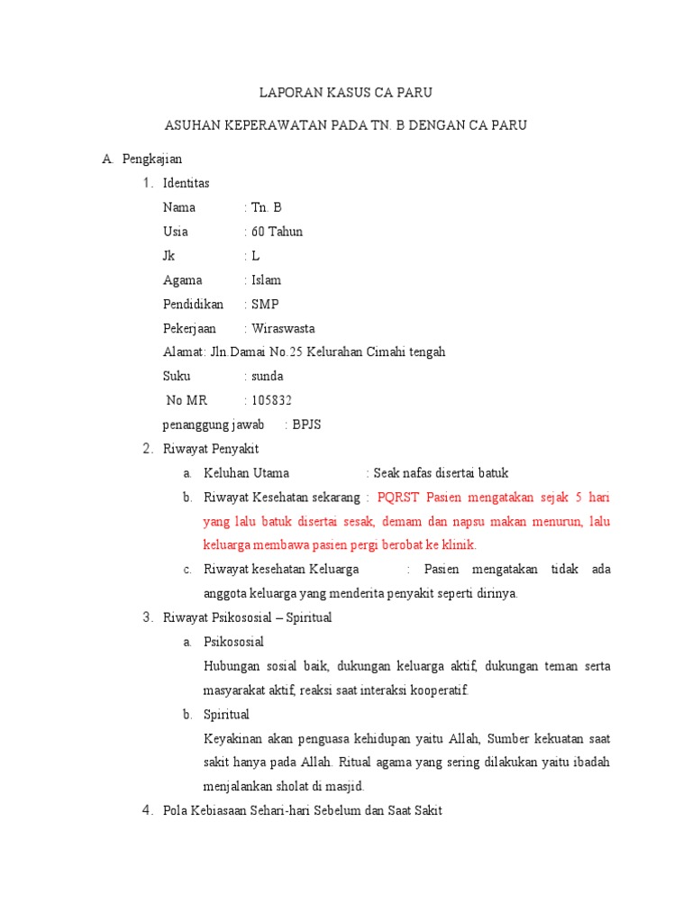 lAPORAN KASUS Ca Paru | PDF