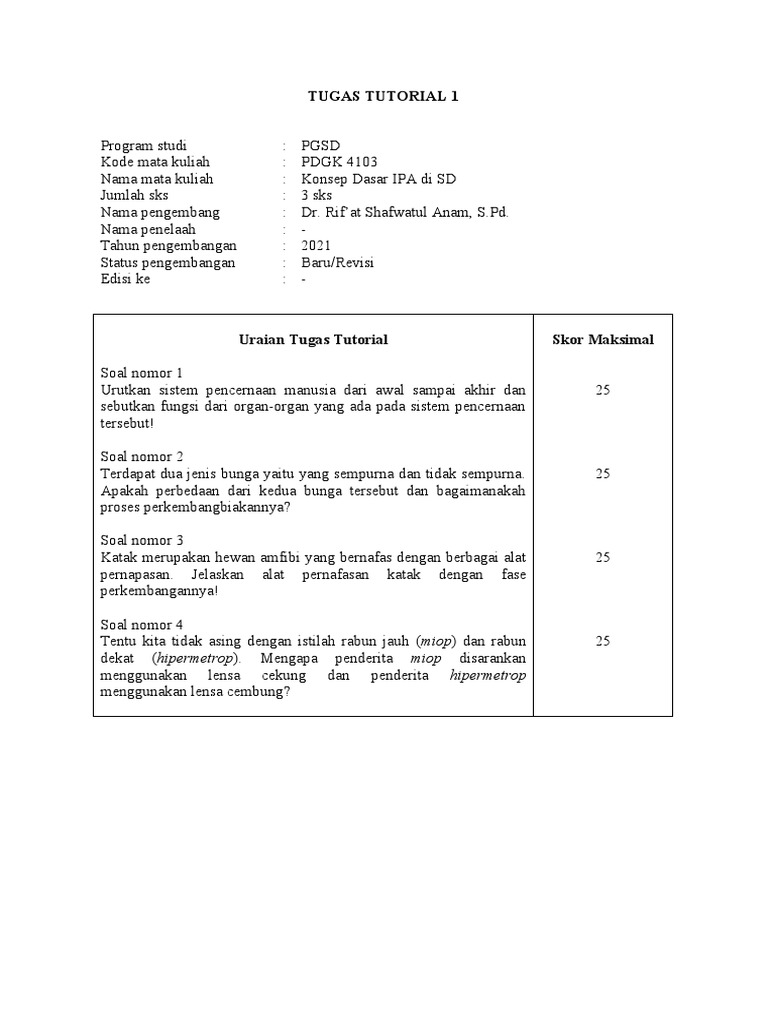 Tugas Tutorial 1 | PDF