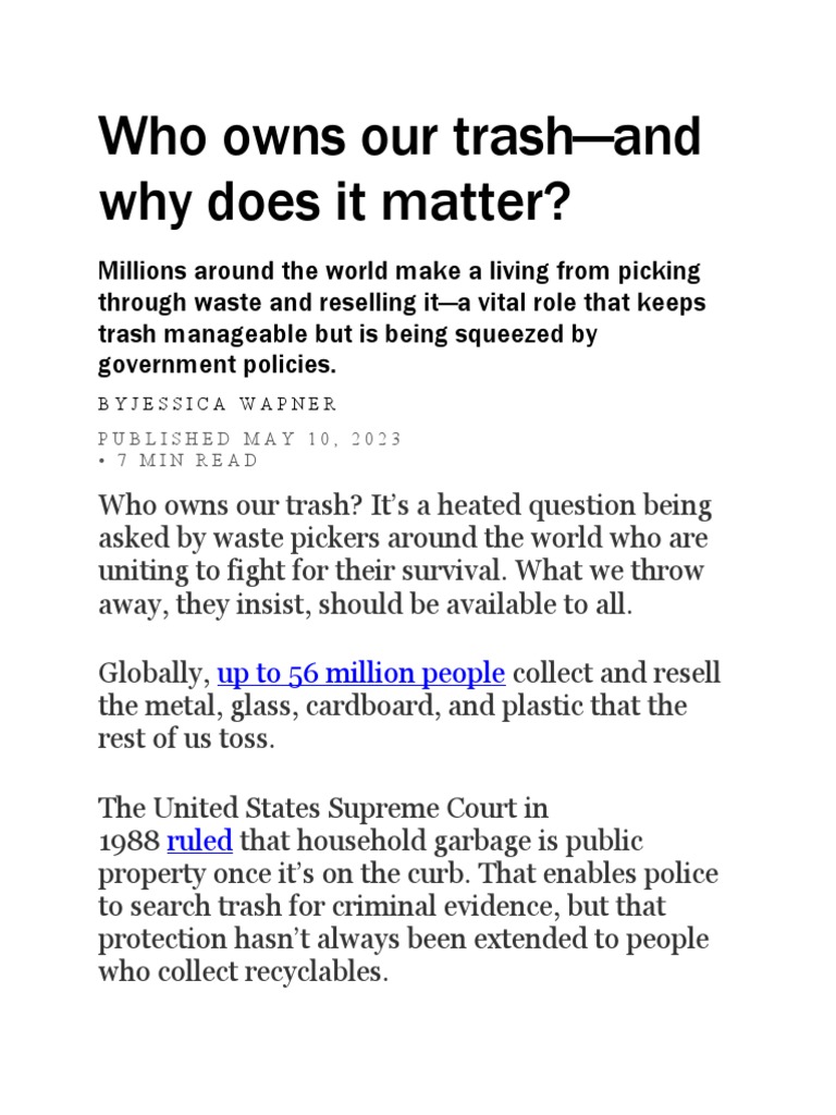 Who Owns Our Trash | PDF | Waste | Recycling