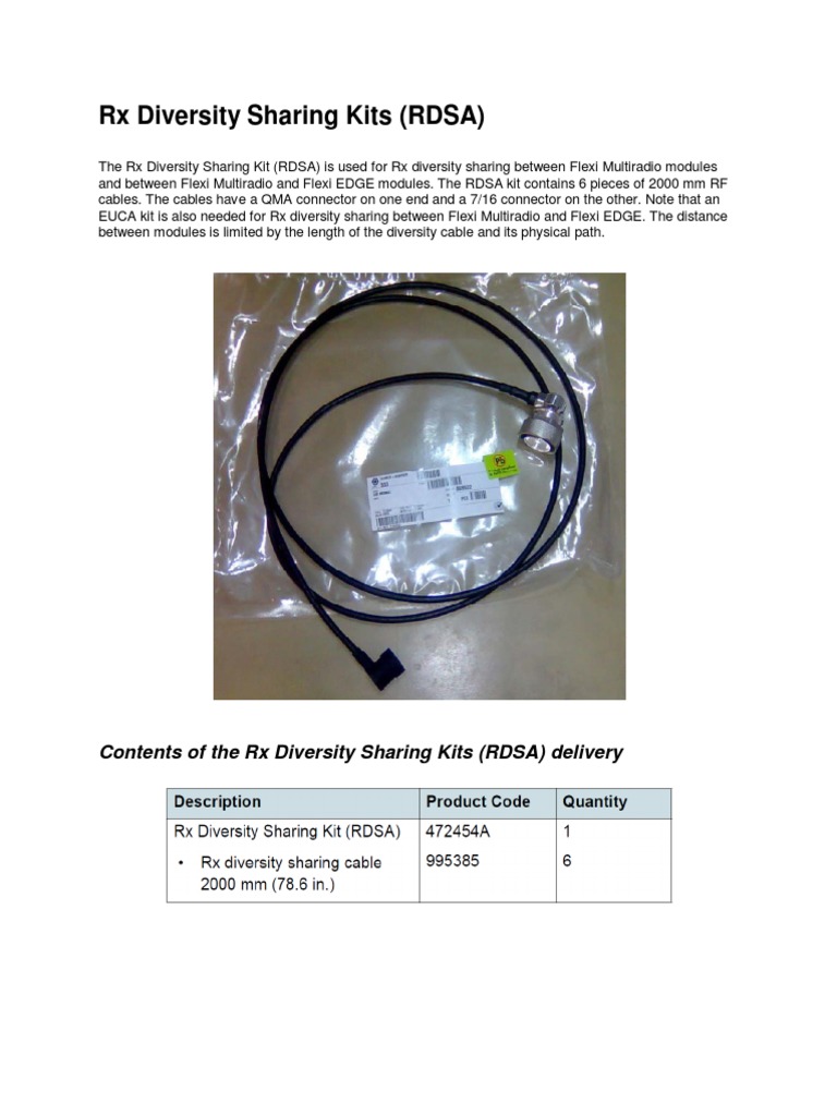 472454A RX Diversity Sharing Kit (RDSA) | PDF