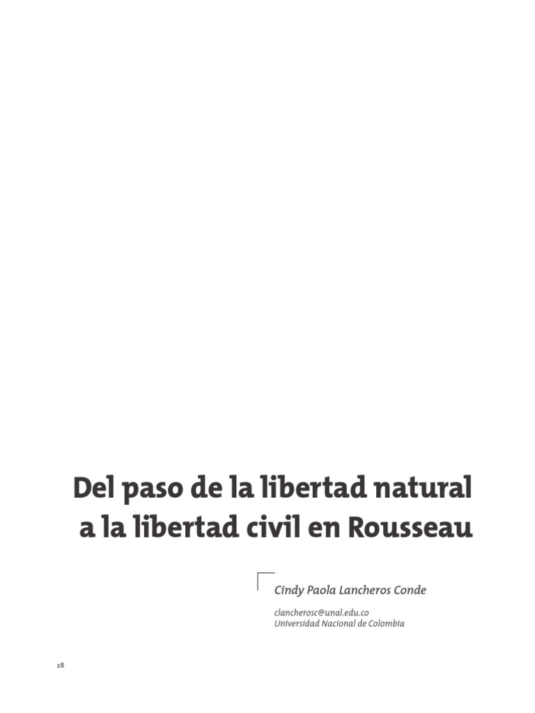 Del Paso de La Libertad Natural A La Libertad Civil en Rousseau | PDF ...